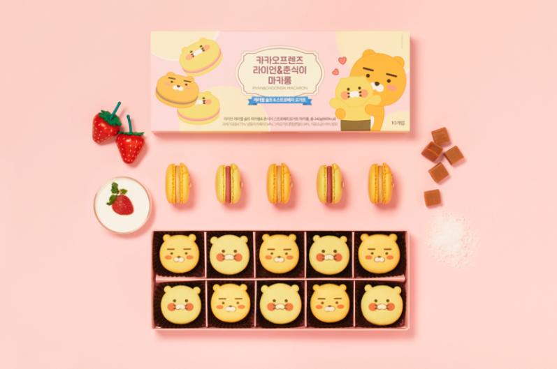 리뷰 너~무 귀여워서 먹기도 아까운 카카오 프렌즈 라이언 춘식이 마카롱 10구 세트 네이버 블로그