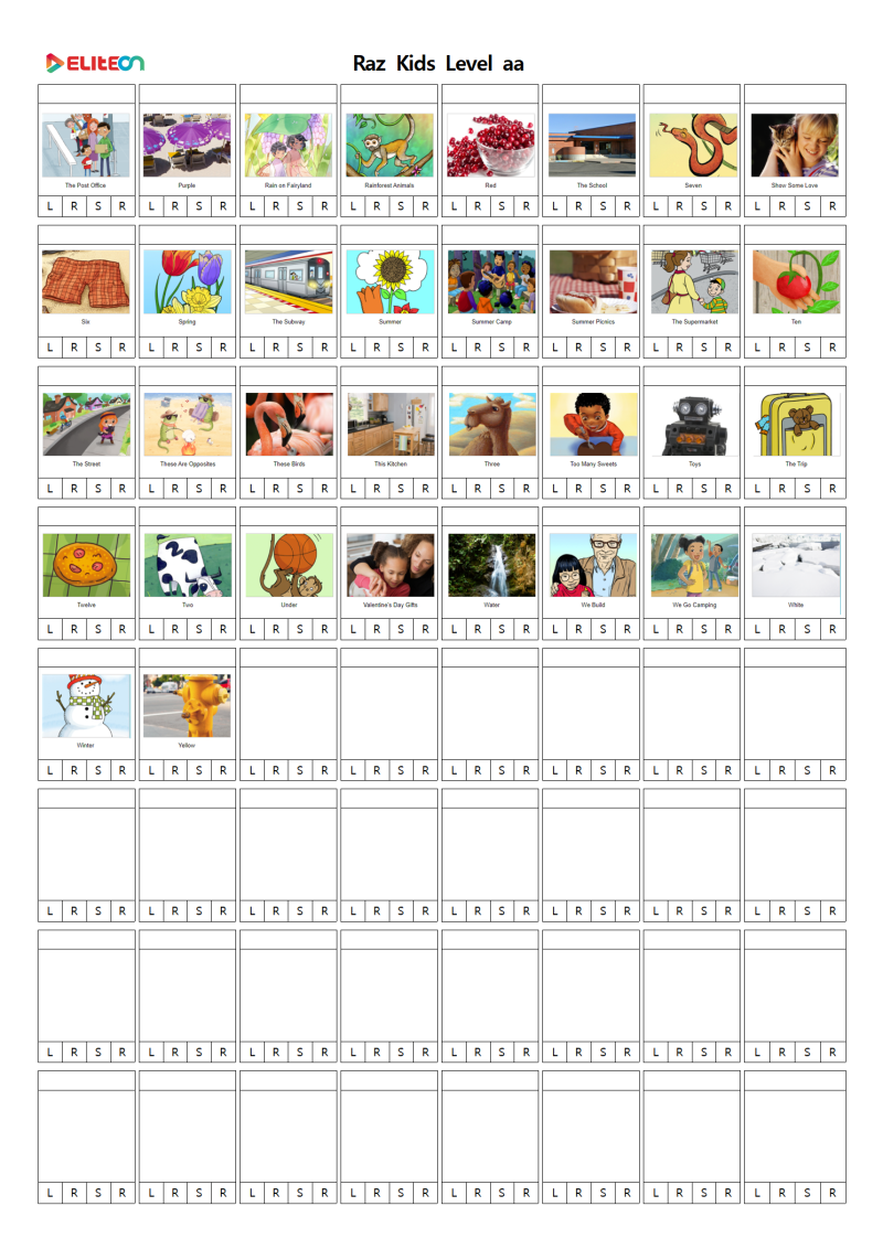 라즈키즈 Raz Kids 2021년 최신 도서목록 차트 : 네이버 블로그