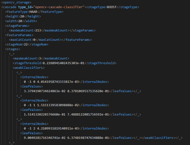 XML File for Haar Cascade Classifier : 네이버 블로그