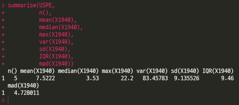 [R] dplyr:: summarise() : 빈도수,합계,평균,최소값,최대값,중위값 등을 구하는 통계함수 (n, mean ...