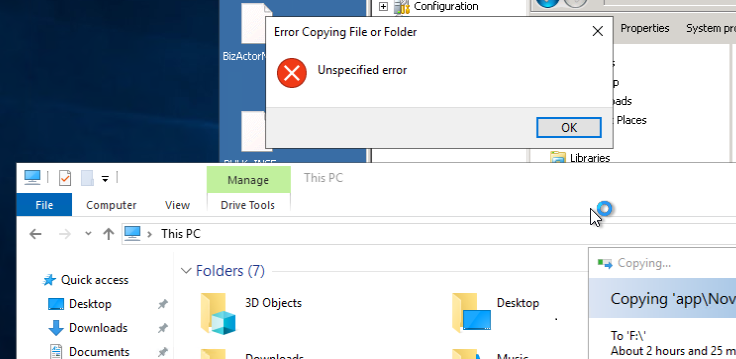 [Windows] 원격데스크톱(RDP) 연결 상태에서 파일 복사하기 (파일 또는 폴더 복사 오류 : 지정되지 않는 오류입니다 ...