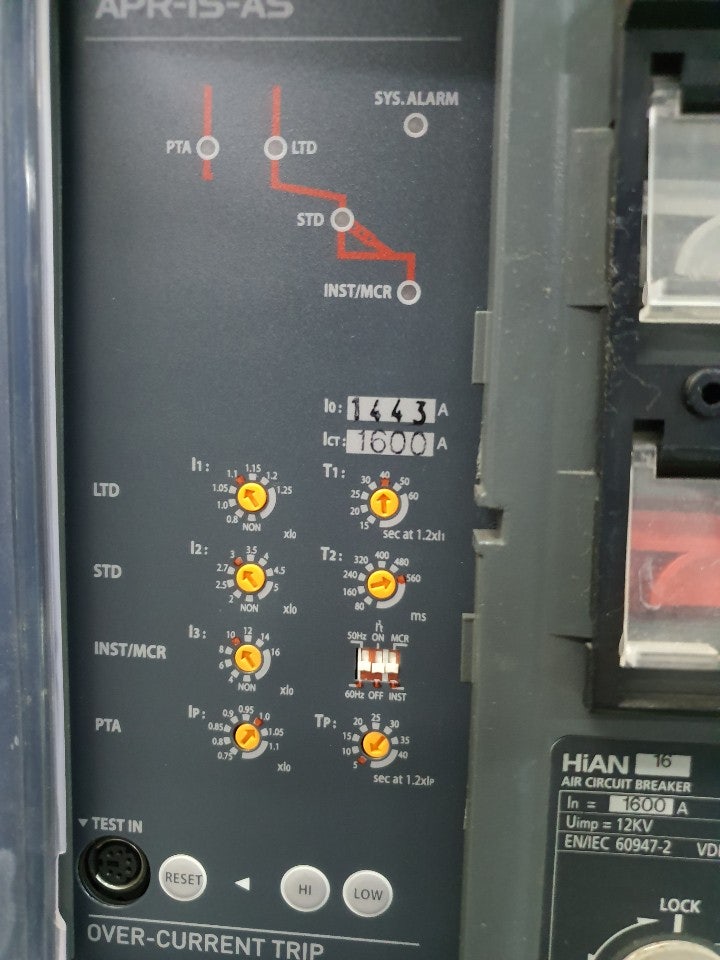 #3 기중차단기 ACB의 안전장치 - ACB TRIP, ACB 계전기 릴레이(LTD;장한시,STD;단한시,INST;순시,GFT ...