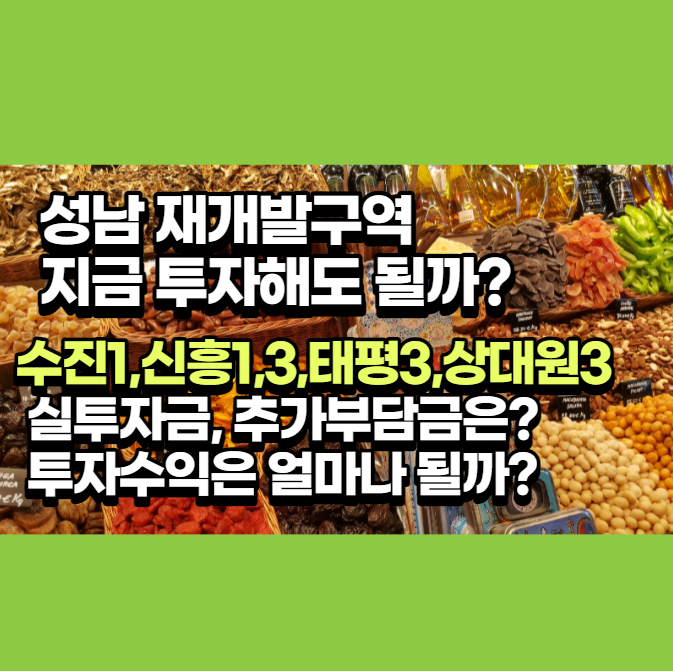 성남시 수진1 신흥1 신흥3 태평3 상대원3구역 재개발의 권리가액추가부담금 및 투자수익성 분석 네이버 블로그