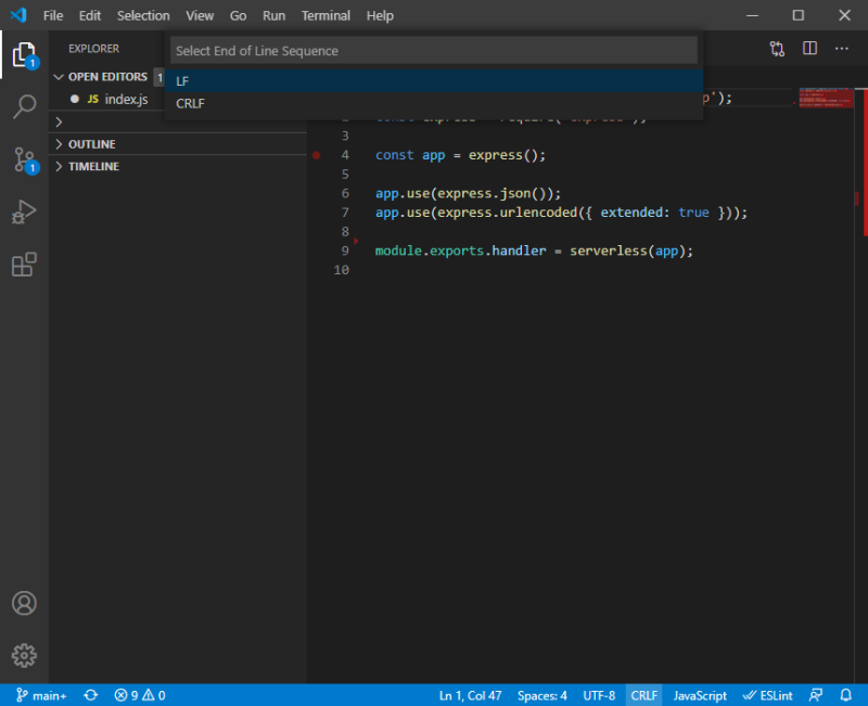 VS Code 줄 바꿈 확인 및 변경 (LF와 CRLF 기호의 차이와 Eol 설정) : 네이버 블로그