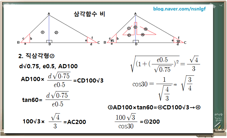 두 변의 길이와 한 각도를 알 때 삼각형 넓이와 나머지 한 변 길이 구하기. : 네이버 블로그