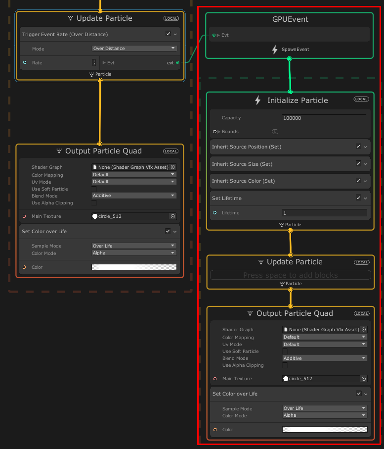[VFX] Unity3D 'Visual Effect Graph' 4 : Trail 형태의 서브 파티클 생성하기 - GPU ...