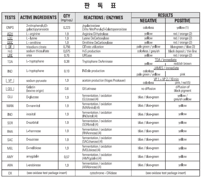 API 20E 키트로 살모넬라(salmonella) 동정 확인 : 네이버 블로그