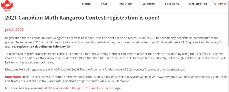 캐나다 수학 경시대회 Canadian Math Kangaroo Contest 를 신청 : 네이버 블로그