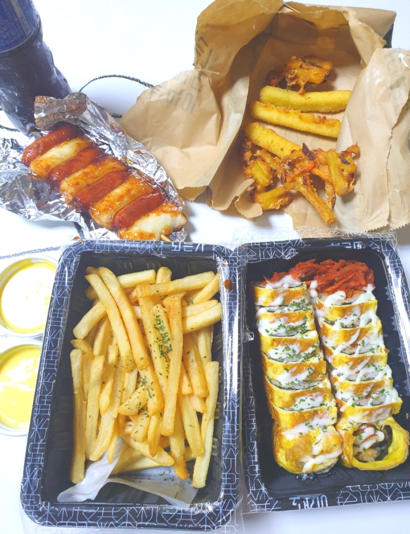 분식이이래도되는가 스팸넣은계란말이김밥 버터갈릭감자튀김 네이버 블로그