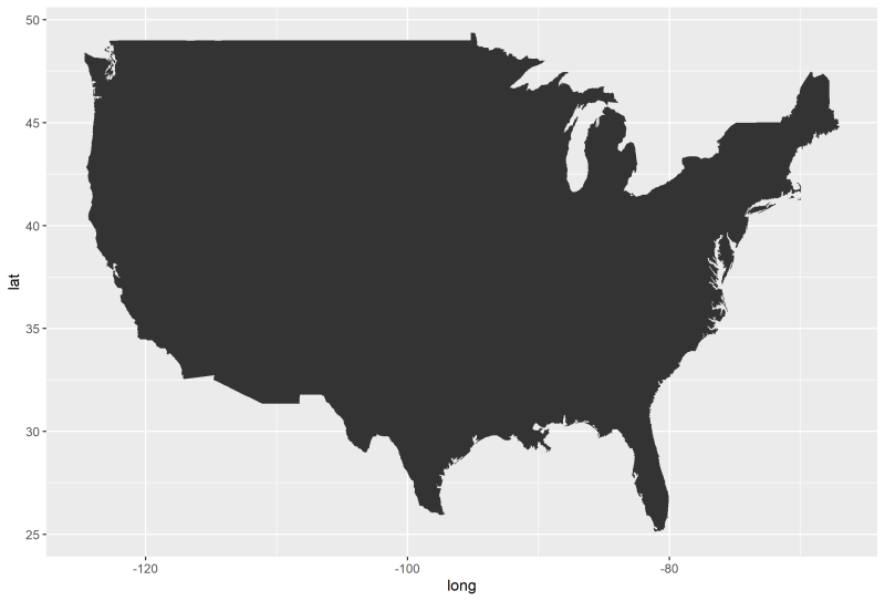 [R] mapproj:: 미국 주 지도 그리기 (ft. ggplot(), geom_polygon(), United States ...