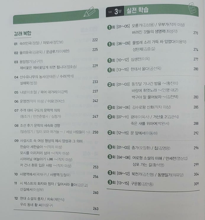 2022년 Ebs 수능특강 문학 작품 목차 목록 네이버 블로그