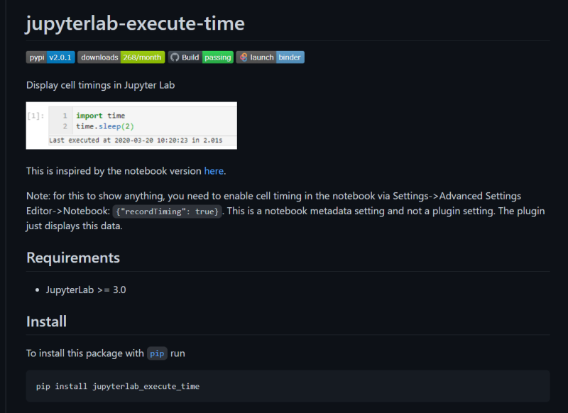 [Python/JupyterLab] Execute-time : 파이썬 셀 실행에 소요된 시간을 보여주는 주피터랩 익스텐션 ...