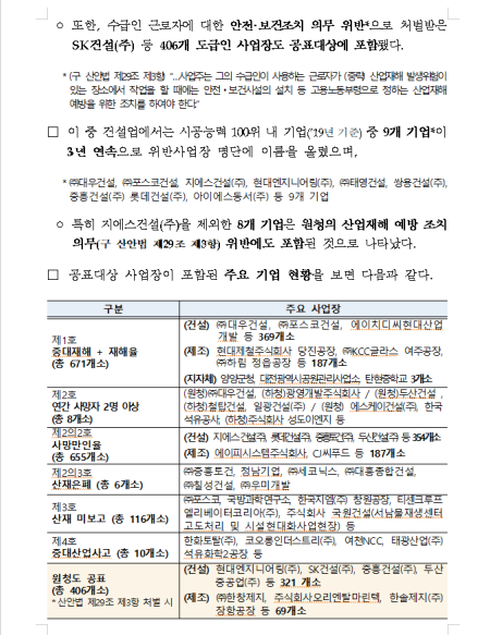 건설안전기술사 기출산업안전보건법령상 산업재해 발생건수 등 공표대상123회 출제 네이버 블로그