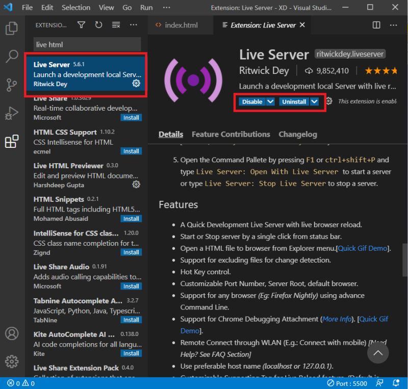 visual studio code 'live server'(실시간미리보기) 오류 해결 방법 : 네이버 블로그