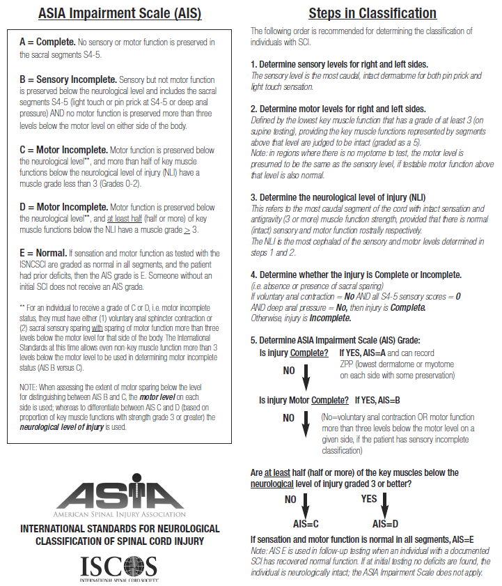 ASIA Impairment Scale : 네이버 블로그