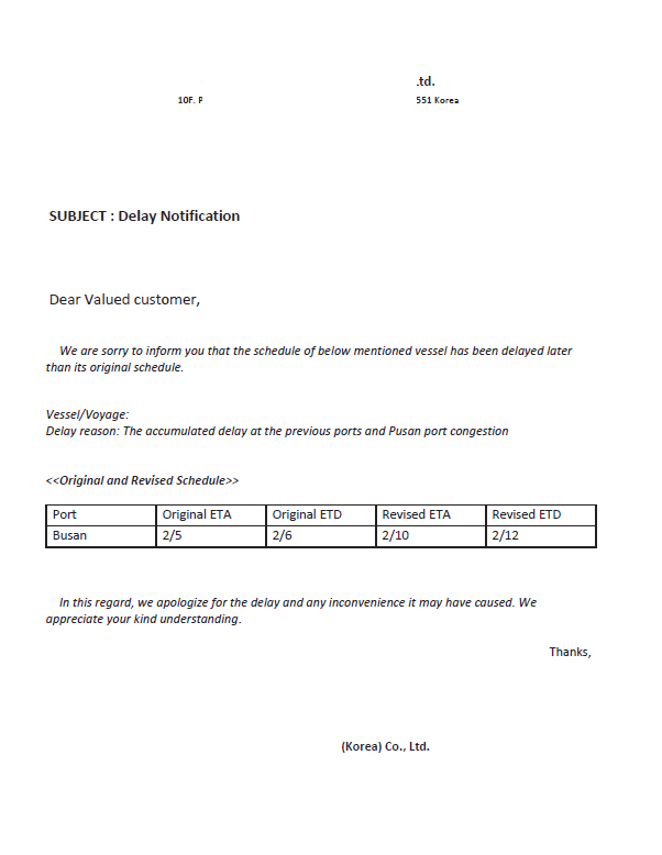무역용어 : Booking Sheet, Delay Notice (Feat. 포워더) : 네이버 블로그
