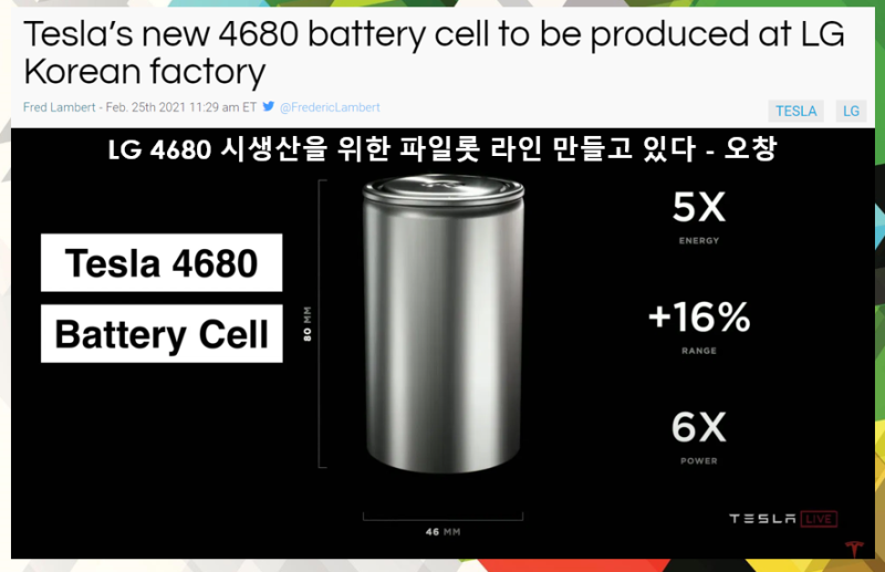 LG 오창에 4680 테슬라 배터리 생산을 위한 파일롯 라인 건설 : 네이버 블로그