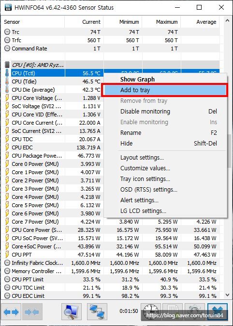 HWiNFO로 작업표시줄에 CPU, GPU 온도 표시하기 : 네이버 블로그