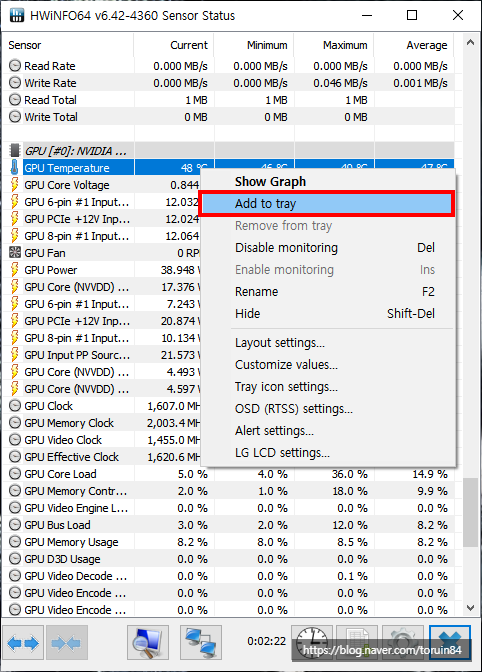 HWiNFO로 작업표시줄에 CPU, GPU 온도 표시하기 : 네이버 블로그