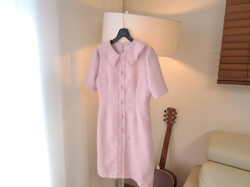 하객룩 및 데이트룩으로 딱인 체리코코 쇼핑몰 자체제작 핑크트위드 원피스 내돈내산 후기^^ : 네이버 블로그