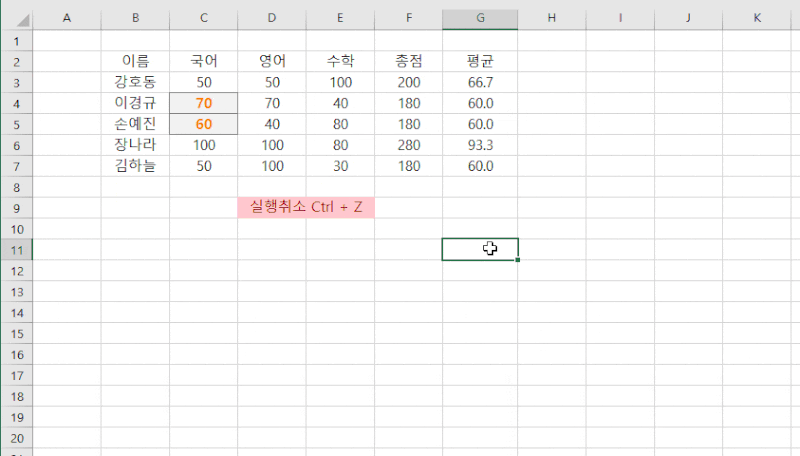 엑셀8 행열삽입 행열삭제 셀삽입 셀삭제 실행취소 되돌리기 네이버 블로그