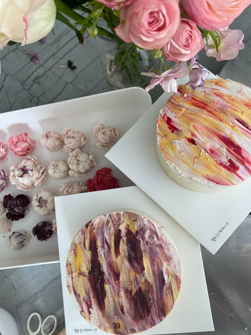 붉은 노을 석양을 담은 앙금플라워케이크 상견례선물/부모님인사선물/승진기념케이크 [옐로우스완케이크]안산/송도/송산/시화/배곧 ...