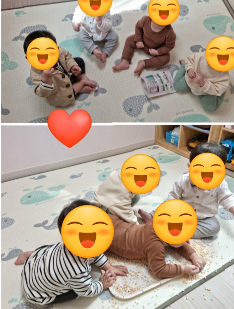 호반아이사랑♡ 만0세발달과정발달수준발달특성 만0세감각탐색쌀과자로놀아요 만0세신체대근육선생님과함께풍선놀이해요 만0세실내대체활동풍선