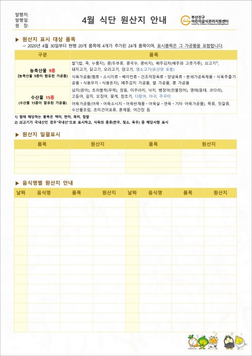 어린이급식관리지원센터 부산진구센터 21년 지역아동센터 급식용 4월 식단 및 조리지시서 네이버 블로그