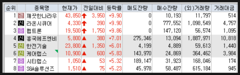 2021년 3월 31일 시간외 특징주 상한가 상승종목 하한가 하락종목 이유 알아보기 깨끗한나라우 라온시큐어 펩트론 현대비앤지