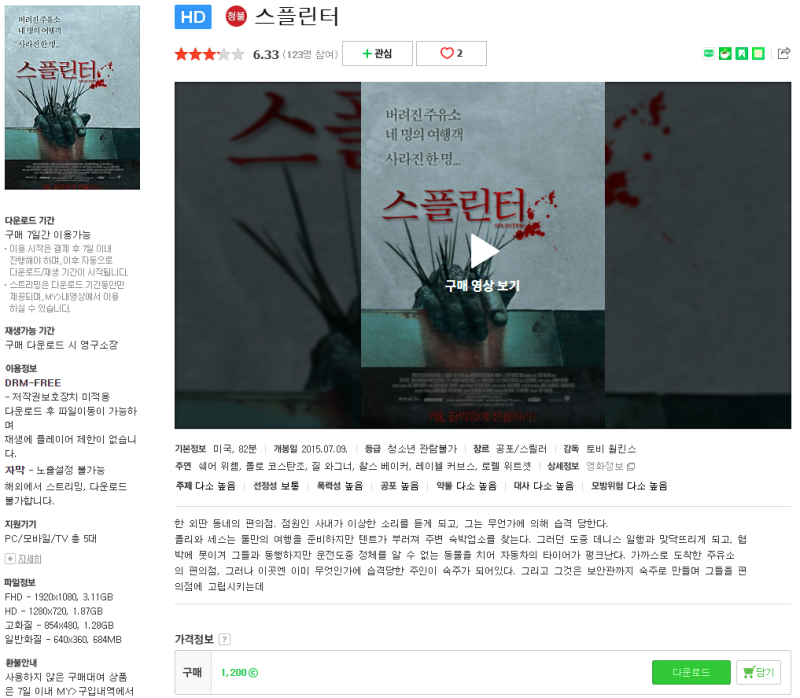 스플린터 (Splinter, 2008) : 네이버 블로그