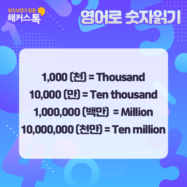 숫자 영어로 읽는법 십만 백만 천만 억 조단위까지 마스터 네이버 블로그