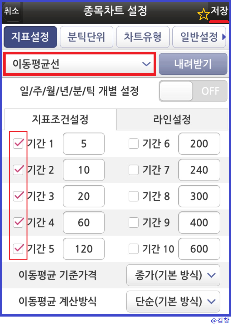 주식 보조지표 이동평균선 설정 및 보는법 5일선 20일선 골든크로스 등 네이버 블로그