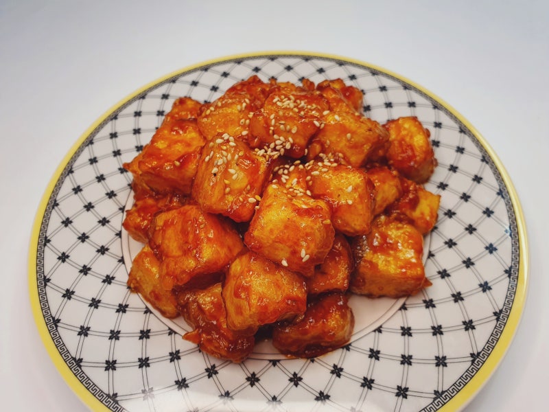 유아두부강정 케찹 넣어 두부강정 만드는법 새콤달콤 꿀맛 반찬 네이버 블로그