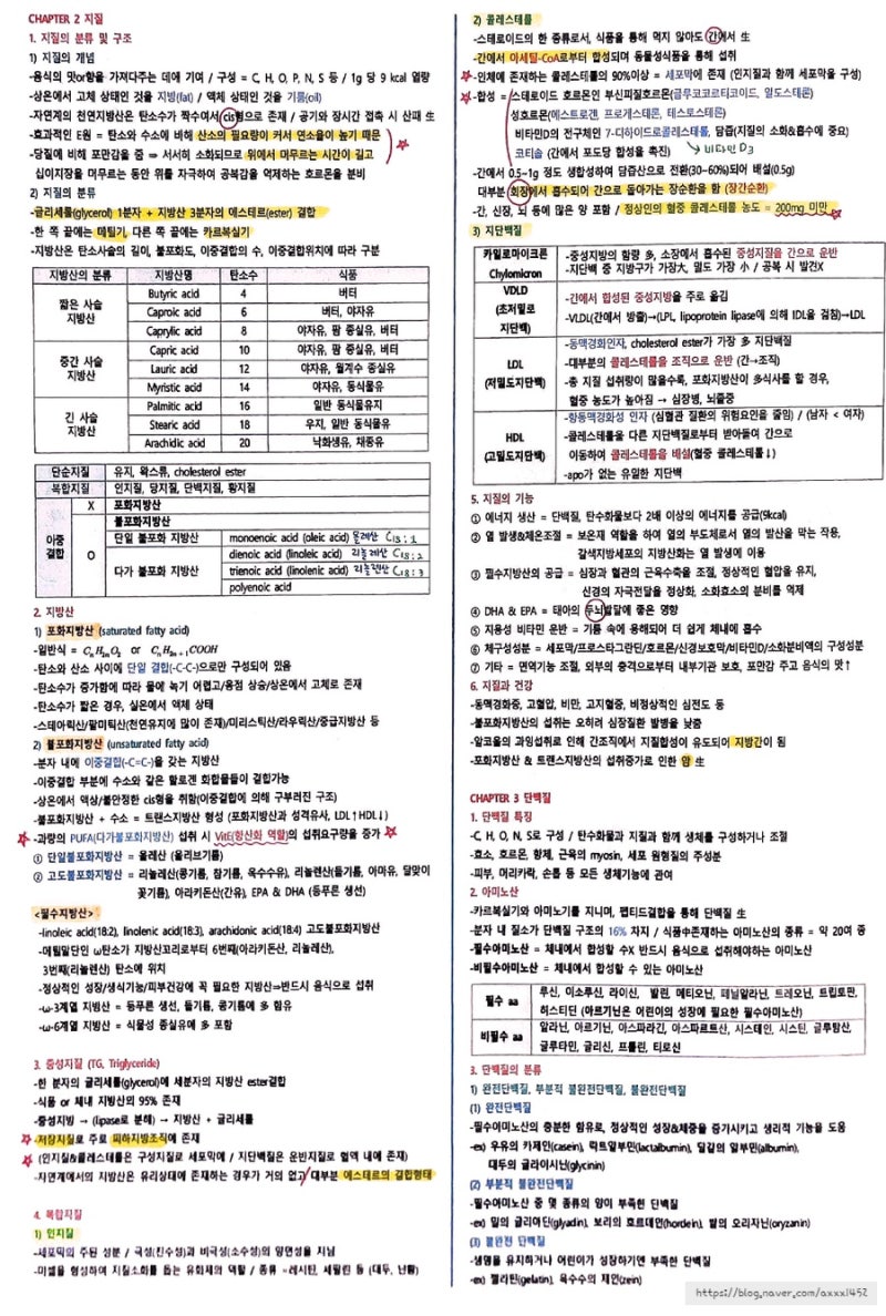 영양사 요점정리 공유 1교시 영양학 및 생화학 네이버 블로그