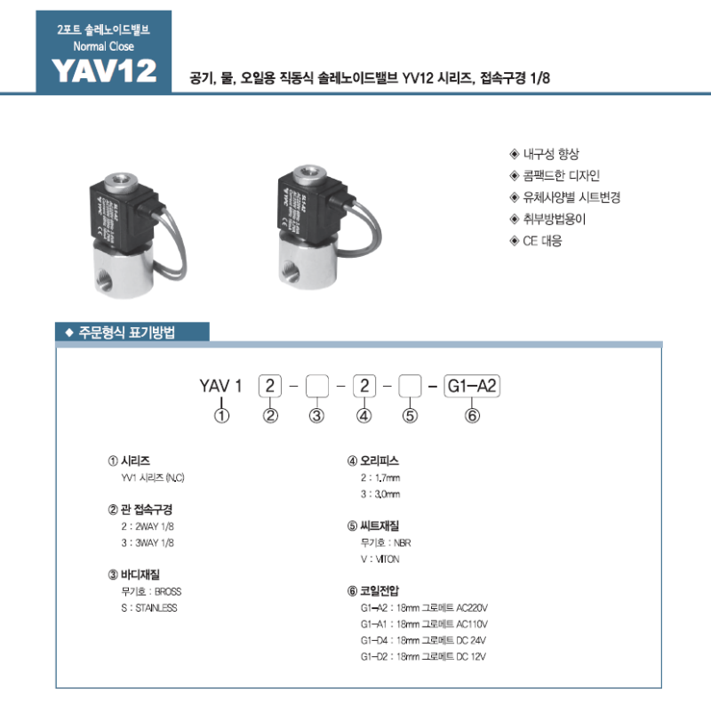 공기,물,오일용 직동식 솔레노이드밸브 YV12 투웨이 밸브 2WAY VALVE ON OFF VALVE : 네이버 블로그