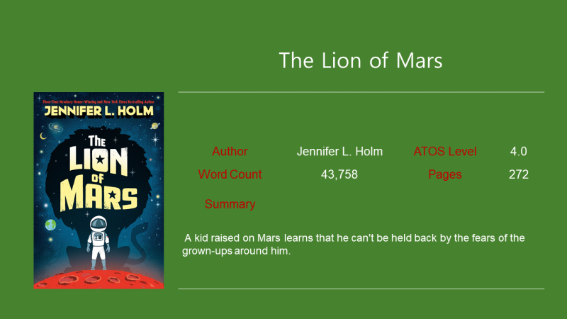 북리뷰 #79. The Lion of Mars : 네이버 블로그