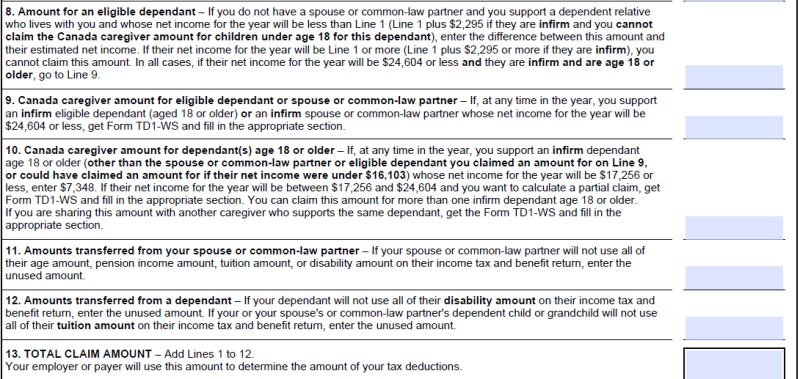 [세금 이야기] 캐나다에서 일할 때 세금 신고서 TD1, TD1BC 작성법 : 네이버 블로그