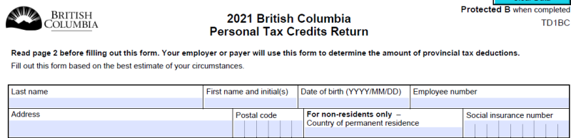 [세금 이야기] 캐나다에서 일할 때 세금 신고서 TD1, TD1BC 작성법 : 네이버 블로그