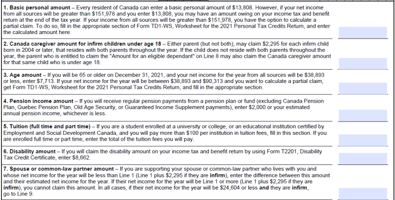 [세금 이야기] 캐나다에서 일할 때 세금 신고서 TD1, TD1BC 작성법 : 네이버 블로그