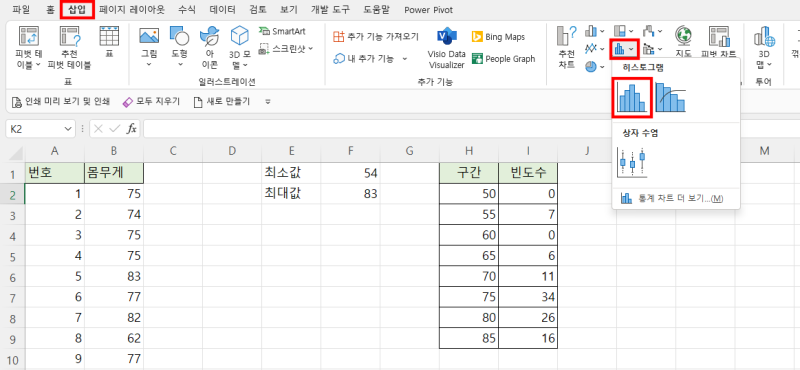 엑셀통계 엑셀에서 도수분포표와 히스토그램 작성하기 네이버 블로그