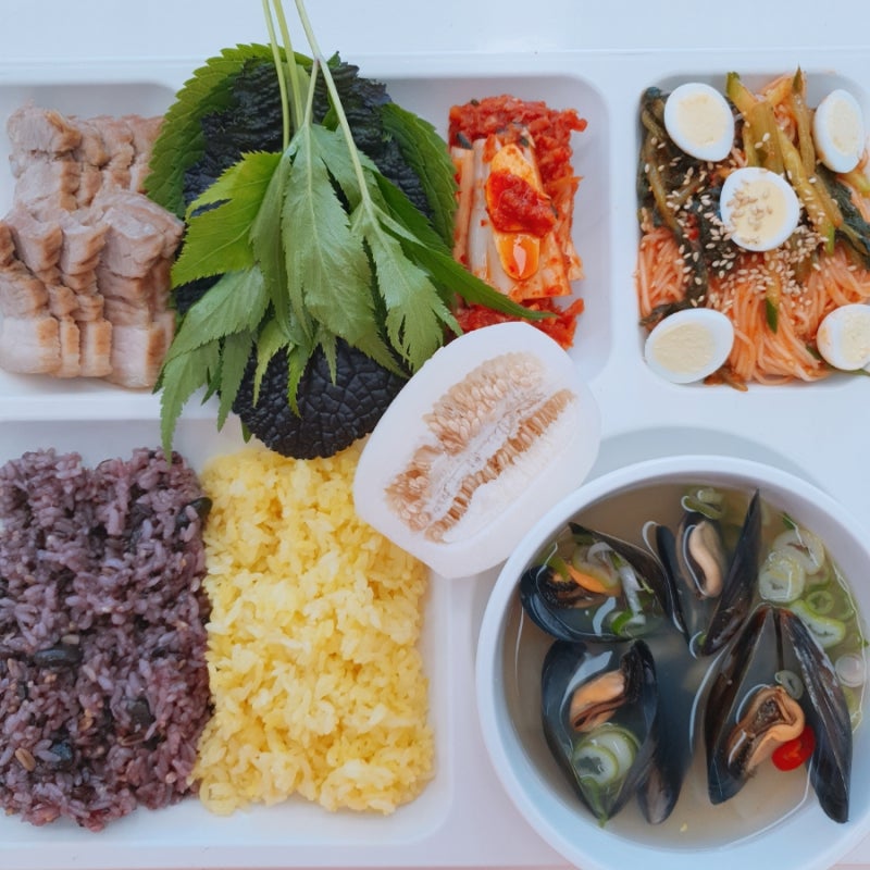 단체급식 메뉴모음얼큰홍합탕 한방보쌈 모듬쌈열무비빔국수 만드는법4월 회사 구내식당 식단표와 레시피 네이버 블로그