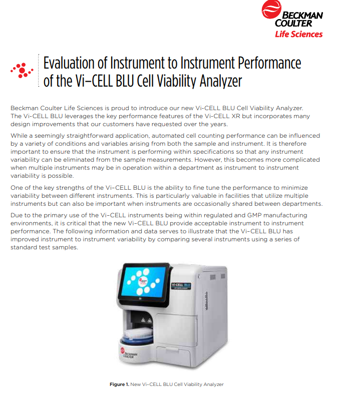 Vi-CELL BLU 세포생존도 분석기의 계측간 성능 평가 : 네이버 블로그