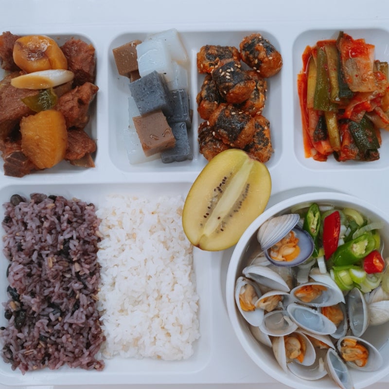 단체급식 메뉴모음모시조개탕돼지갈비찜김말이강정 모듬묵and양념장 만드는법4워 회사 구내식당 레시피와 식단표 네이버 블로그