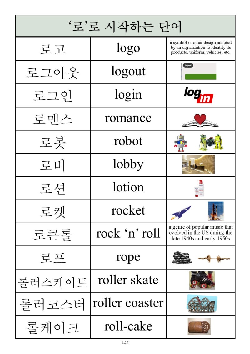 [한글 기초 사전] '로'로 시작하는 단어 모음 (Words collection of starting with '로 ...