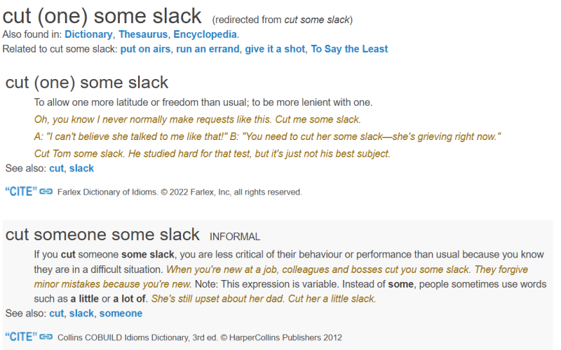 [영어표현] cut some slack 뜻과 유래 : 네이버 블로그
