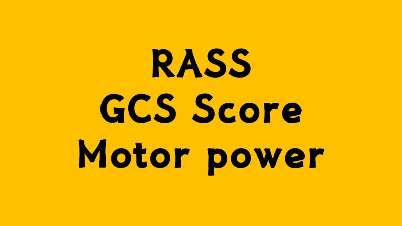 섬망 사정, RASS, Richmond agitation sedation scale, GCS Score, Motor power ...