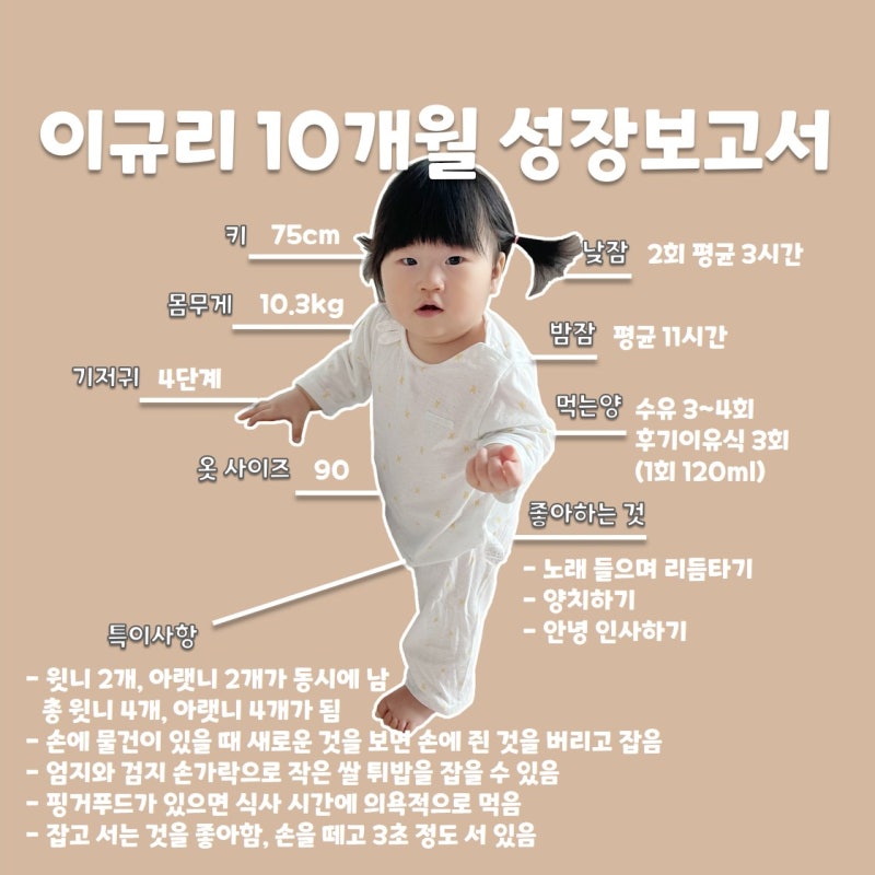 10개월아기 성장보고서10개월 아기 발달 네이버 블로그