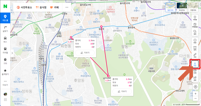 네이버지도 거리재기 직선거리 및 면적 반경을 구해보자 네이버 블로그