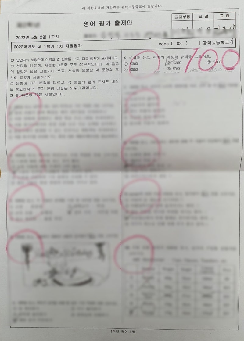 광덕고 영어 내신 100점 1등급 공부의 철인 화정 학원 네이버 블로그