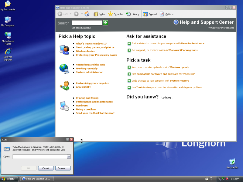 Microsoft Windows XP Professional (Longhorn Reimagined PP3) 5.1.2600 ...